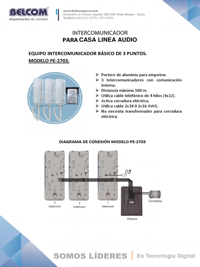 3-Point Basic Intercom System with Doorbell and Electric Lock ...