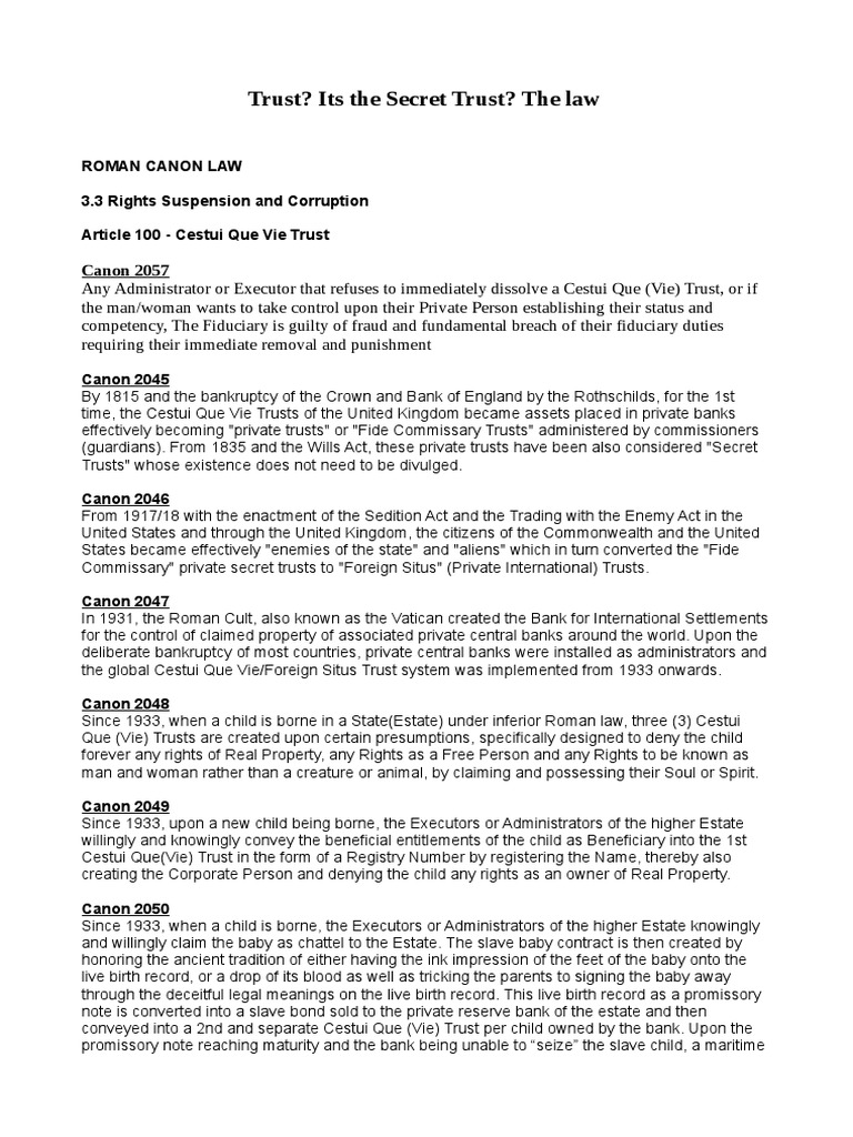 Trust Its The Secret Trust The Law | PDF | Trust Law | Property