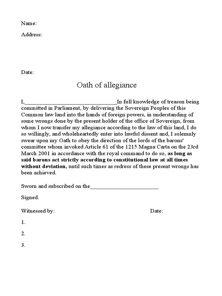 Oath of Allegiance To Self RTF Format | PDF