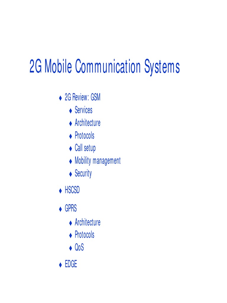 2G Mobile Communication Systems | PDF | Gsm | Mobile Technology