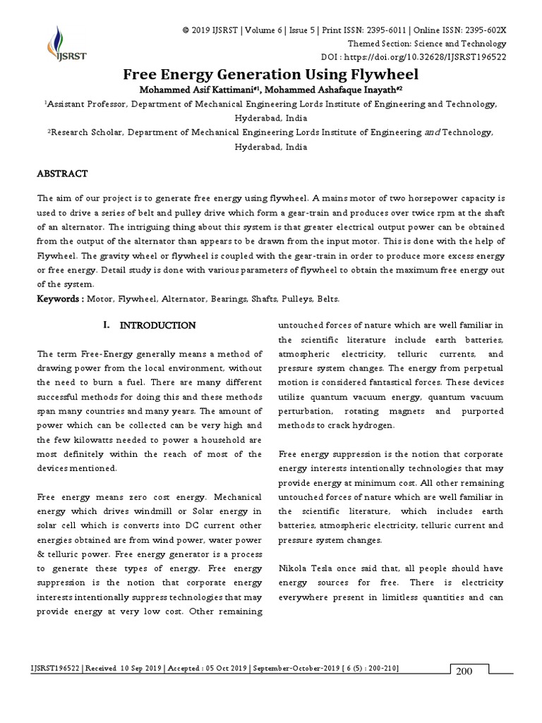 Free Energy Generation Using Flywheel | PDF | Belt (Mechanical ...