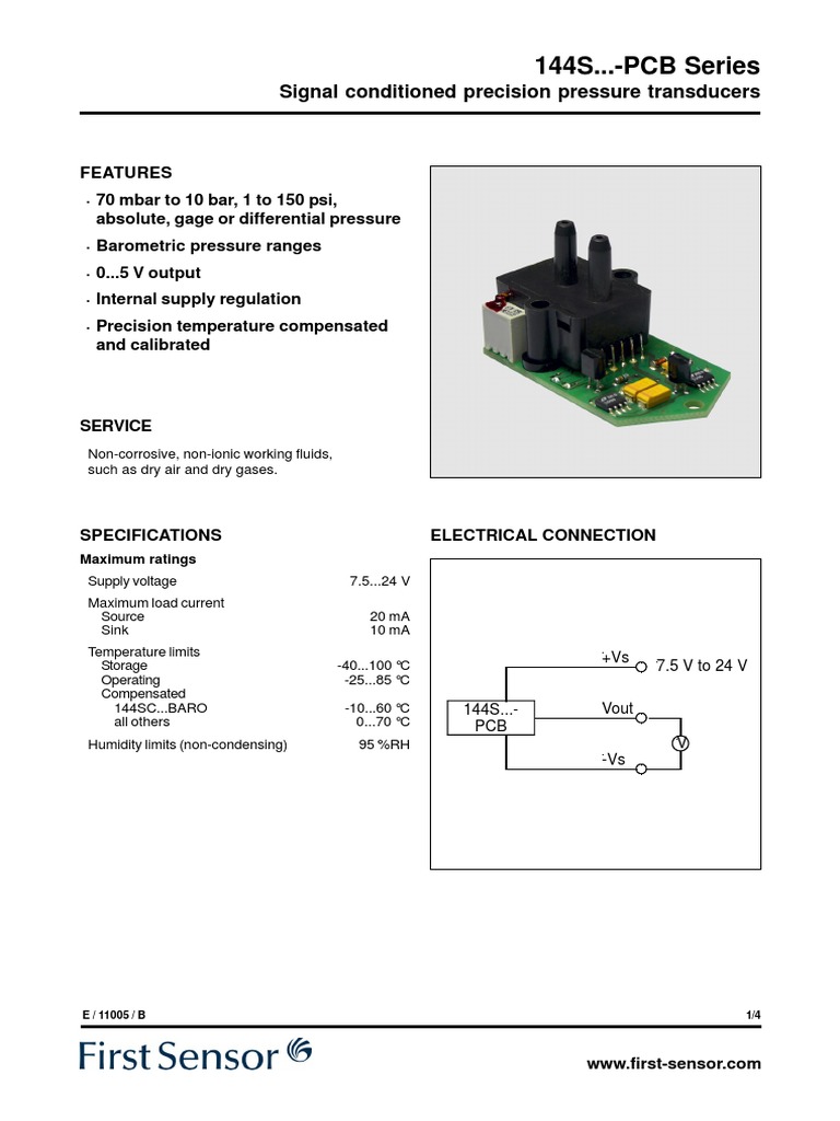144S... - PCB Series: Signal Conditioned Precision Pressure Transducers ...