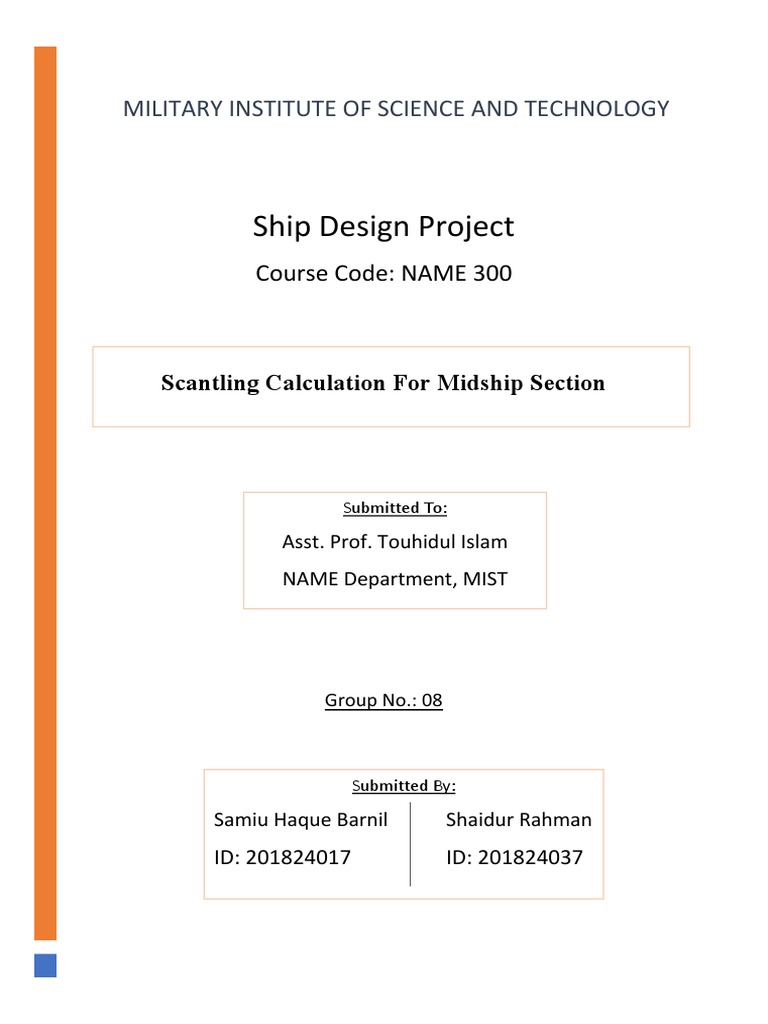 Scantling Calculation PDF | PDF | Bending | Ships