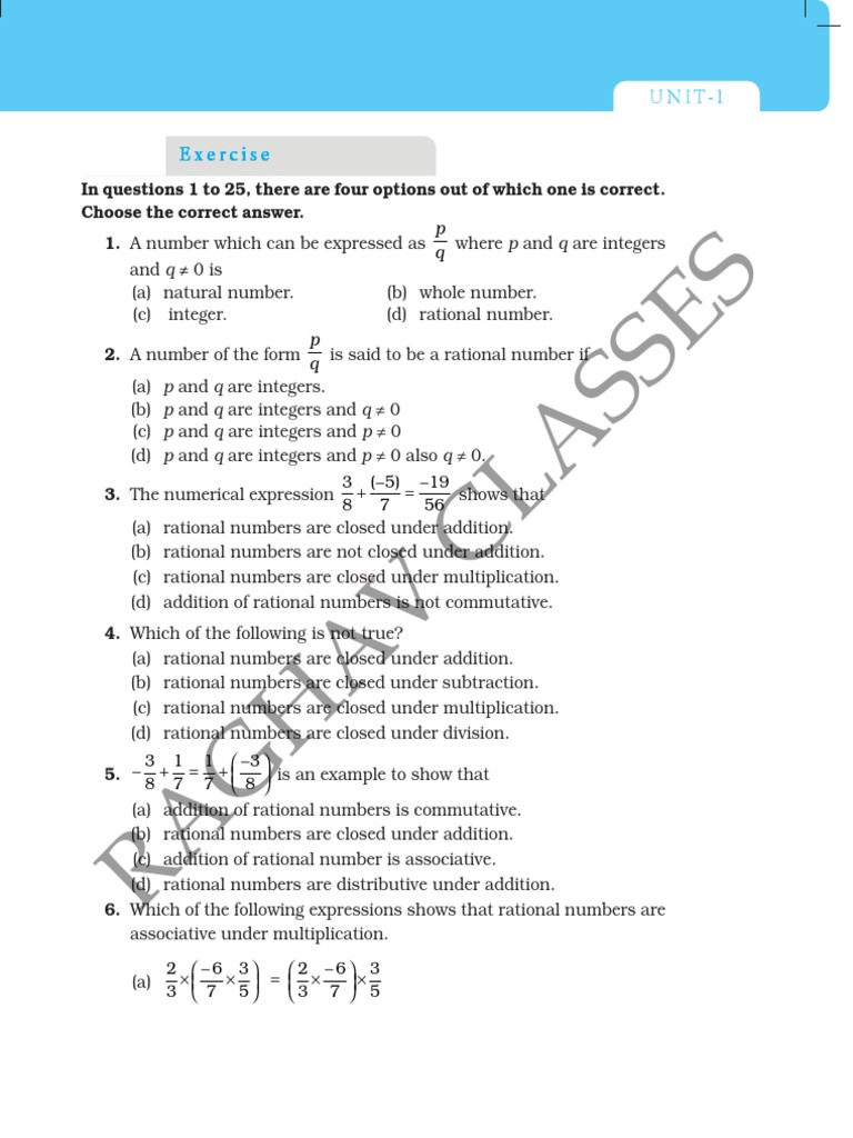 8 Maths NCERT Exemplar Chapter 1 | PDF | Numbers | Rational Number