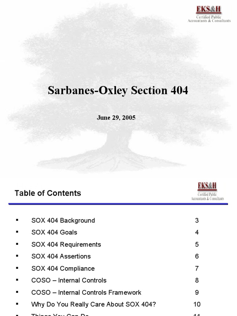 Understanding SOX 404 Compliance Requirements | PDF | Sarbanes–Oxley ...