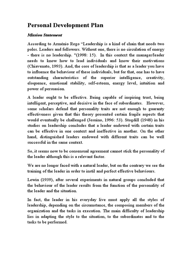 Personal Development Plan - Final | PDF | Transformational Leadership ...