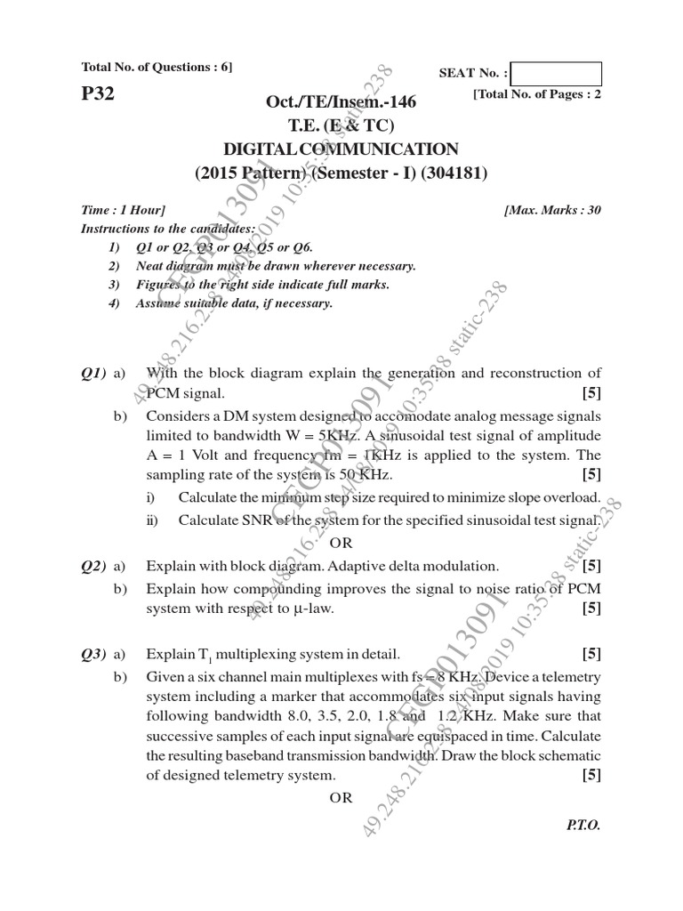 Te Extc Sem5 DC Aug19 PDF | PDF | Frequency Modulation | Electrical ...