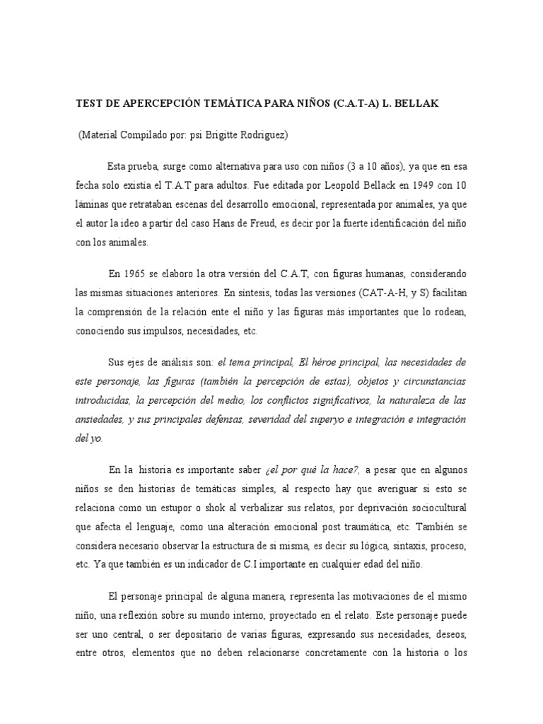 Test de Apercepción Temática para Niños | PDF | Complejo de Edipo | Las ...
