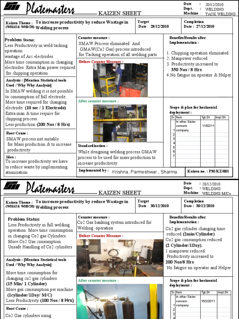 PM Kaizen SHEET | Download Free PDF | Construction | Welding