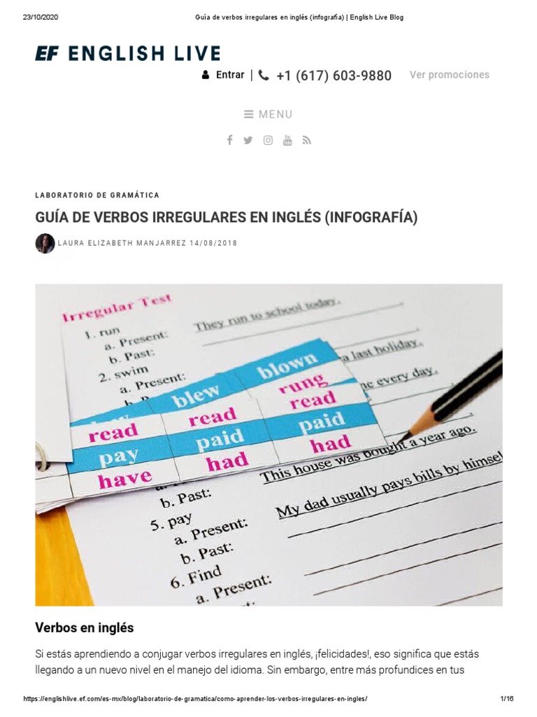 Guía de Verbos Irregulares en Inglés (Infografía) - English Live Blog ...