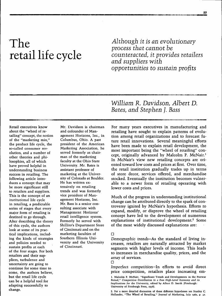 Retail Life Cycle | PDF | Retail | Merchandising