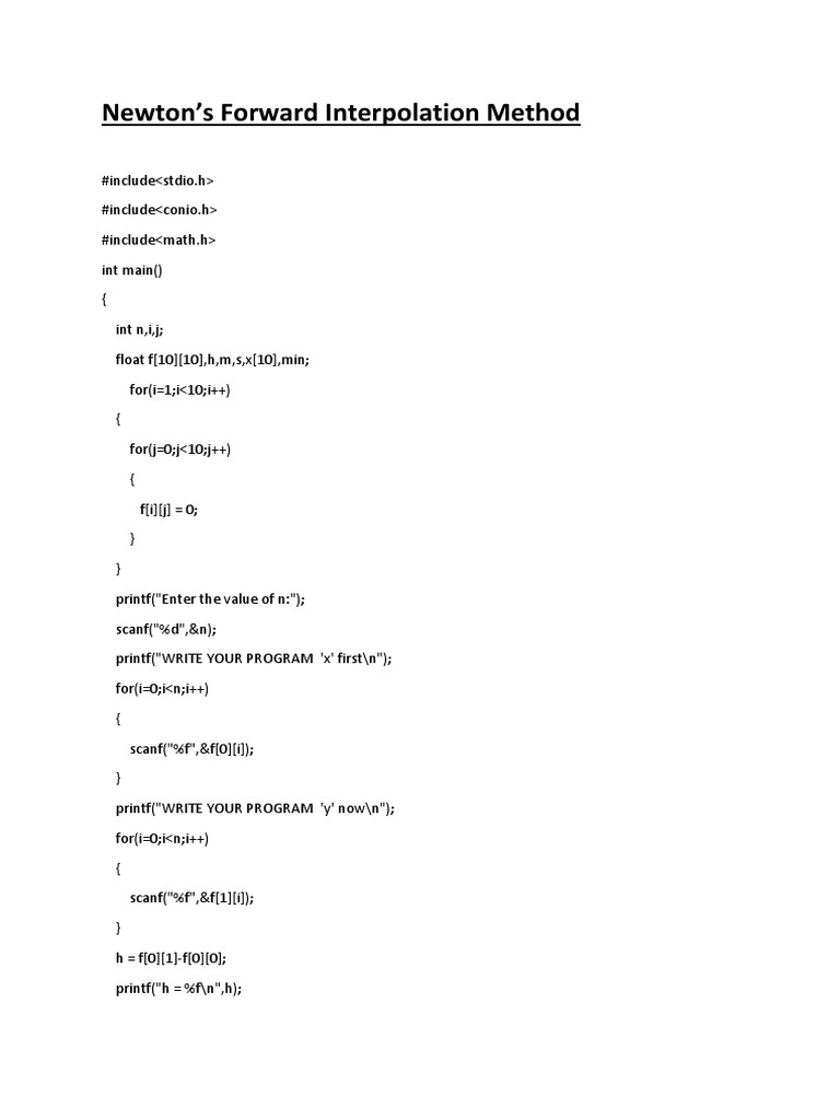 Newton's Forward Interpolation Method | PDF | Computers