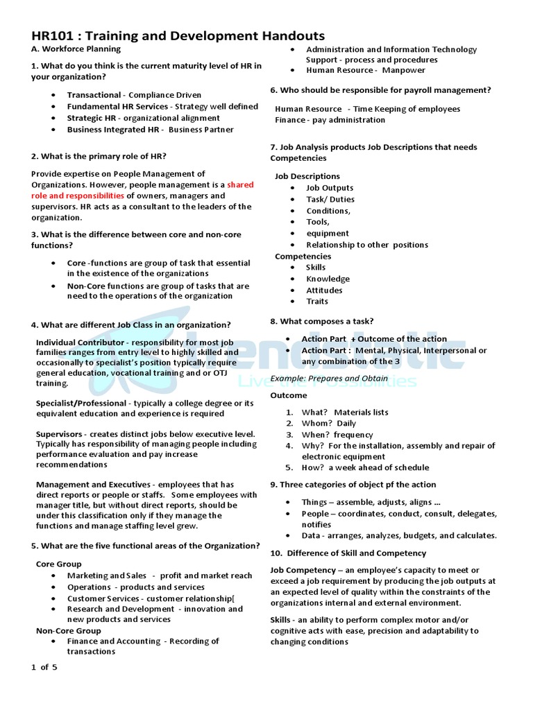 Training and Development Handouts | PDF | Turnover (Employment) | Human ...