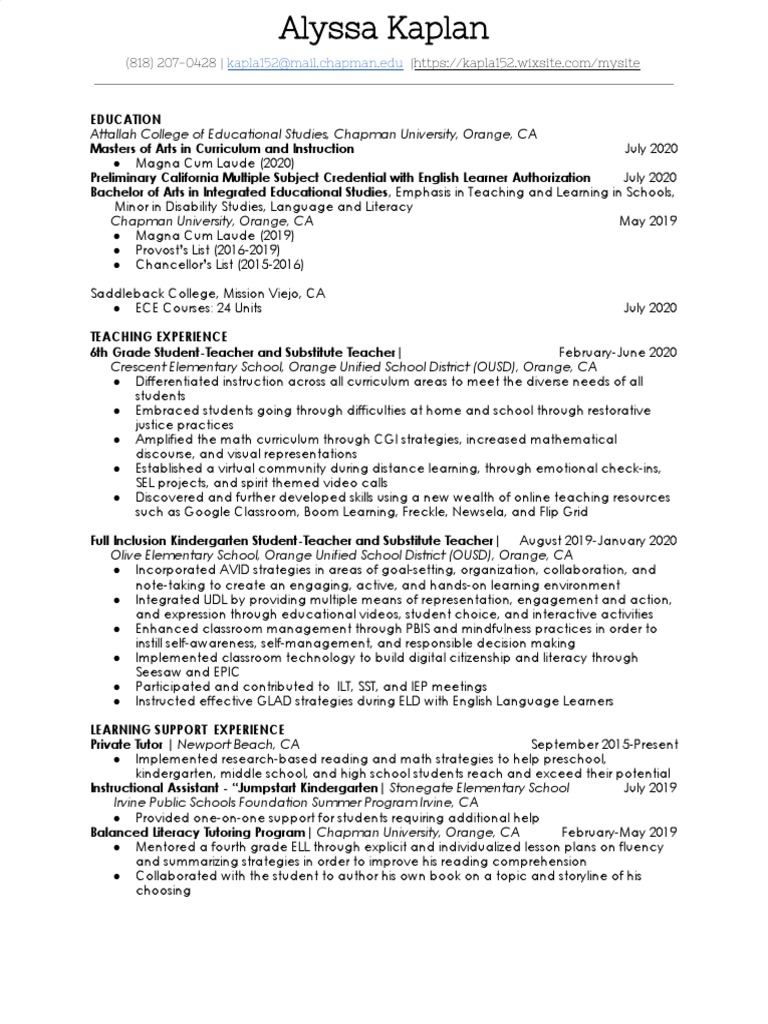 Alyssa Resume | PDF | Curriculum | Pedagogy