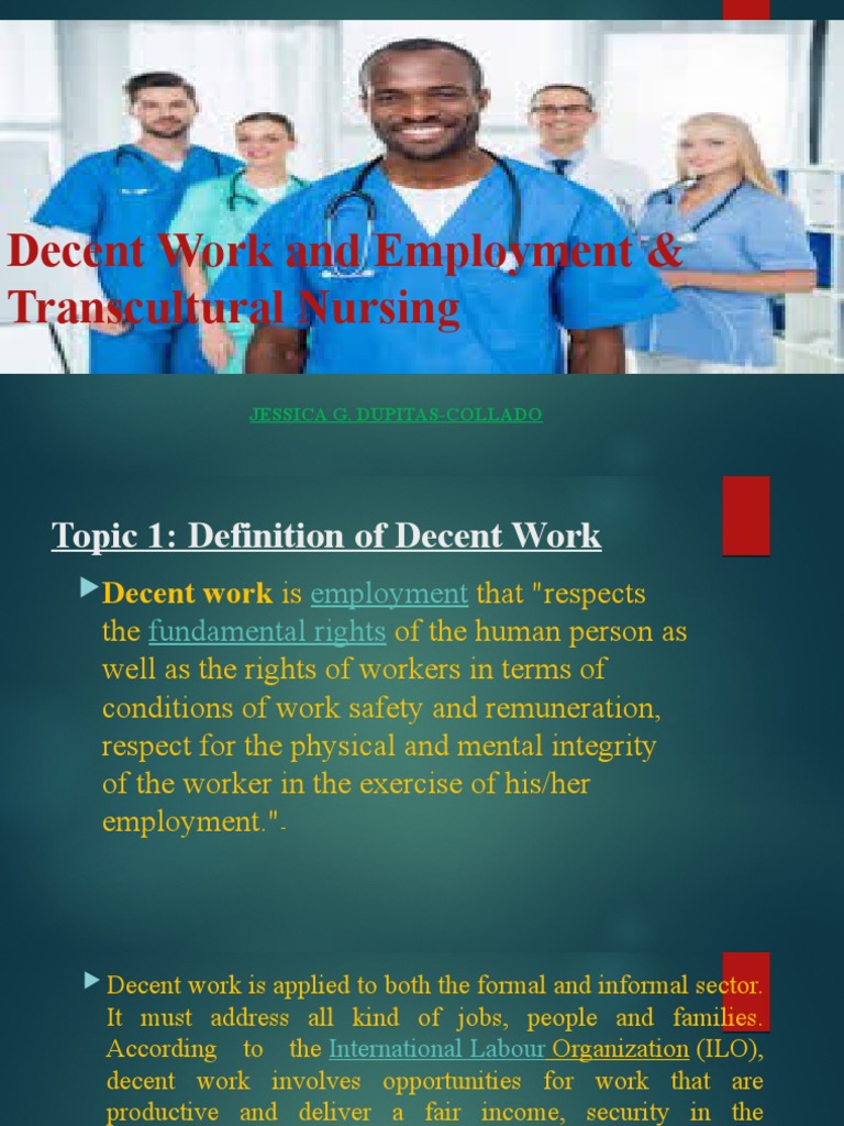 Decent Work and Employment: Defining Key Concepts and Analyzing Working ...