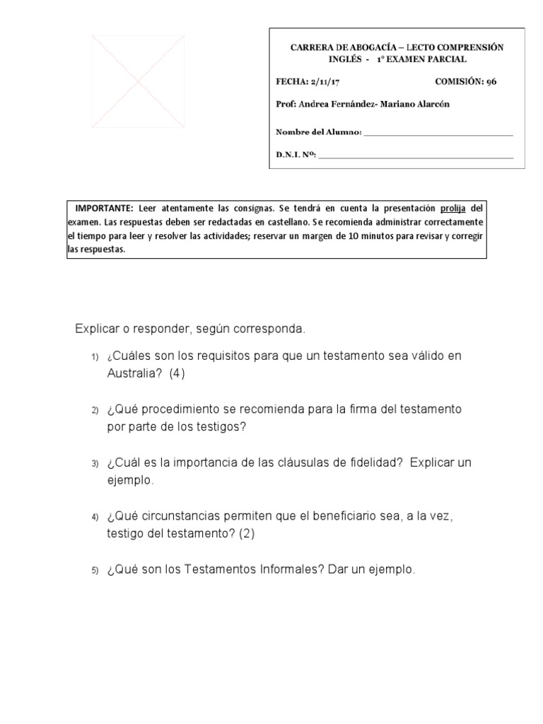IMPORTANTE: Leer Atentamente Las Consignas. Se Tendrá en Cuenta La Presentación | PDF | Will And ...