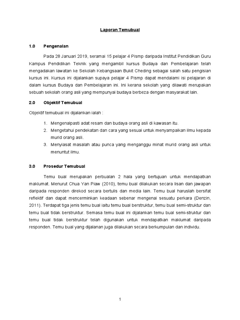 Laporan Temubual | PDF