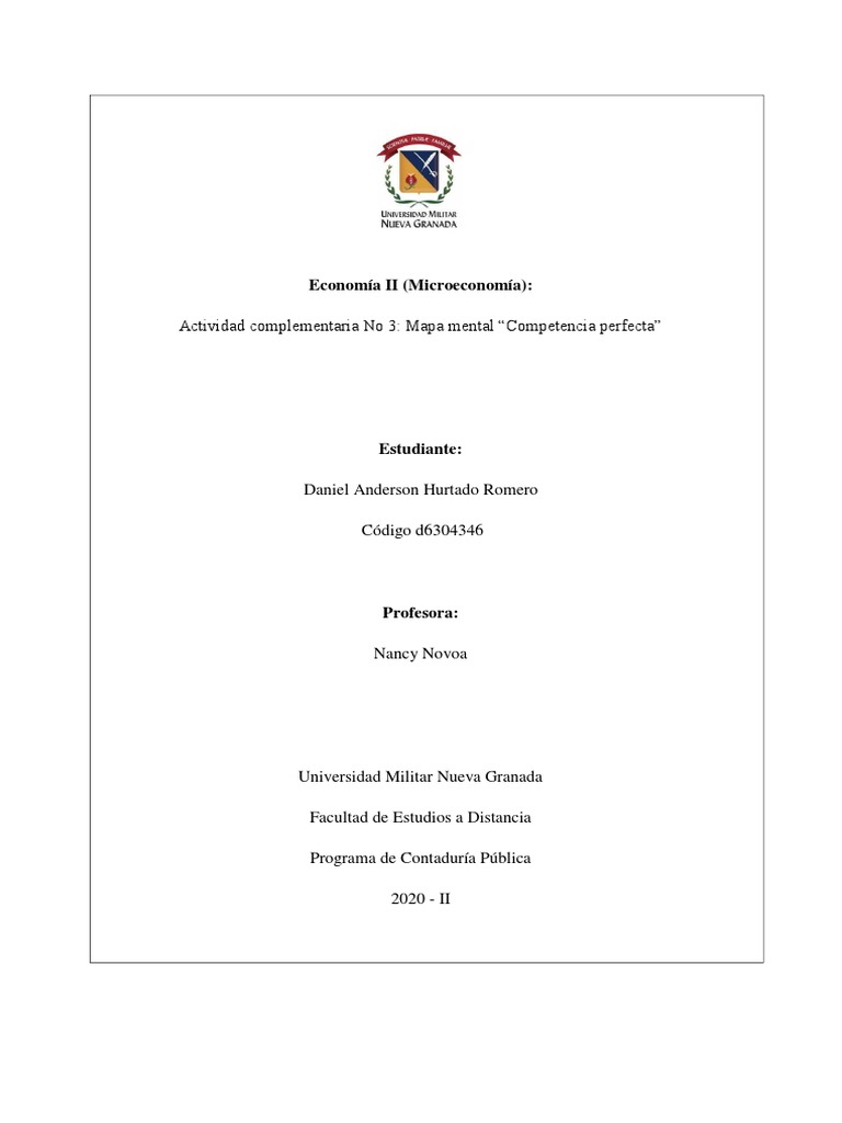 Actividad Complementaria No 3 Mapa Mental "Competencia Perfecta" | PDF | Teneduría de libros ...