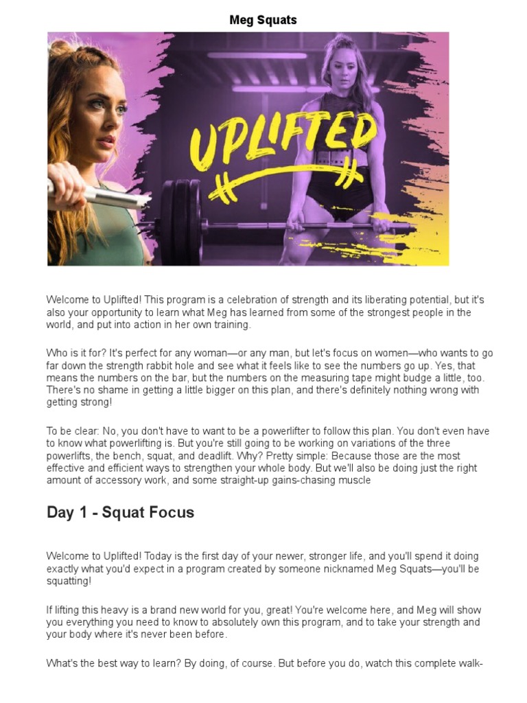 Meg Squats Uplifted (122 Pages) | PDF | Kettlebell | Strength Training