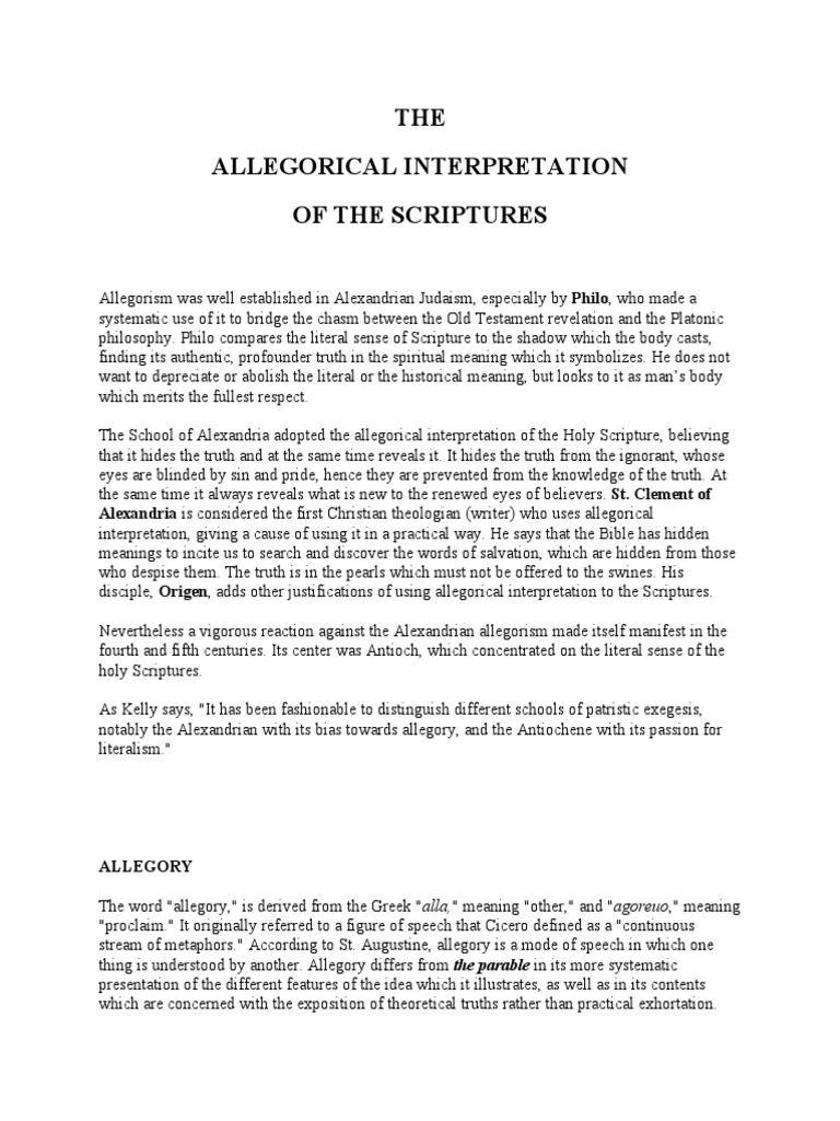 THE Allegorical Interpretation of The Scriptures | PDF | Origen | Anger