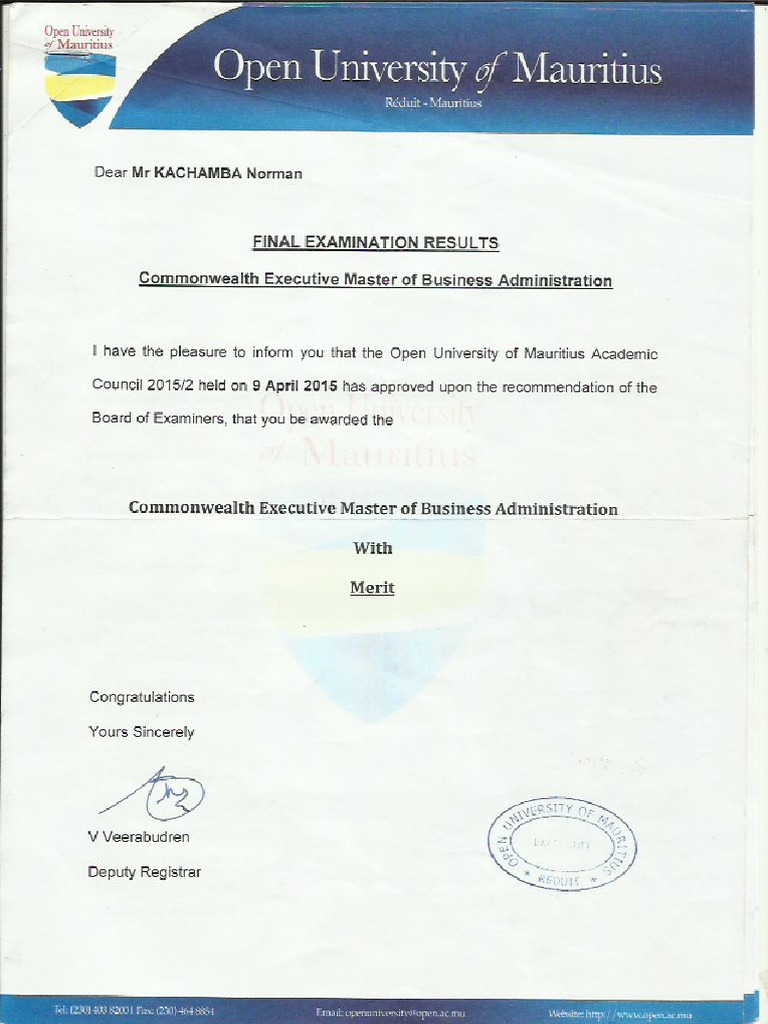 Executive Mba-Transcript | PDF