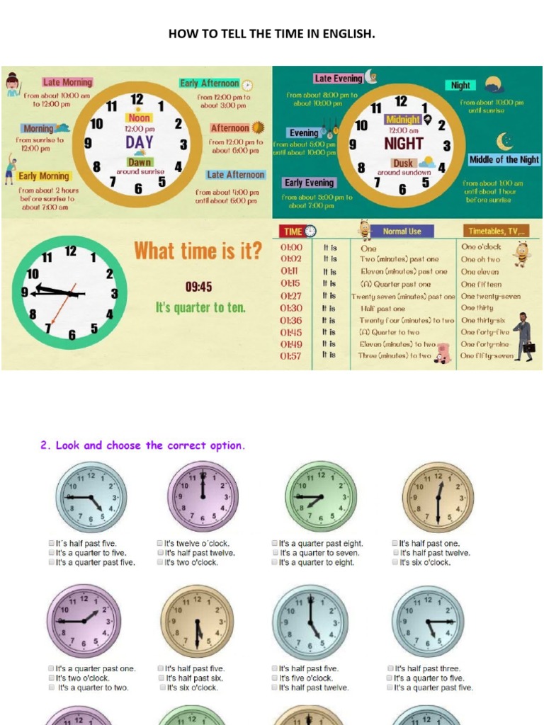 How To Tell The Time in English | PDF