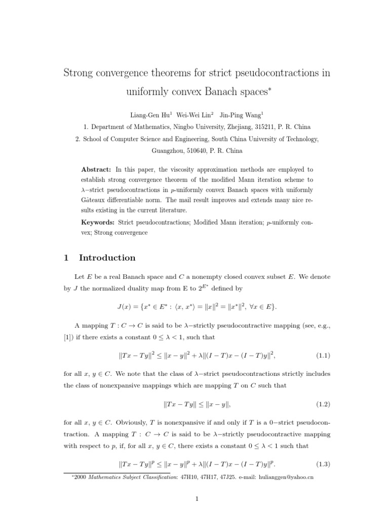 Strong Convergence Theorems For Strict Pseudocontractions In Uniformly