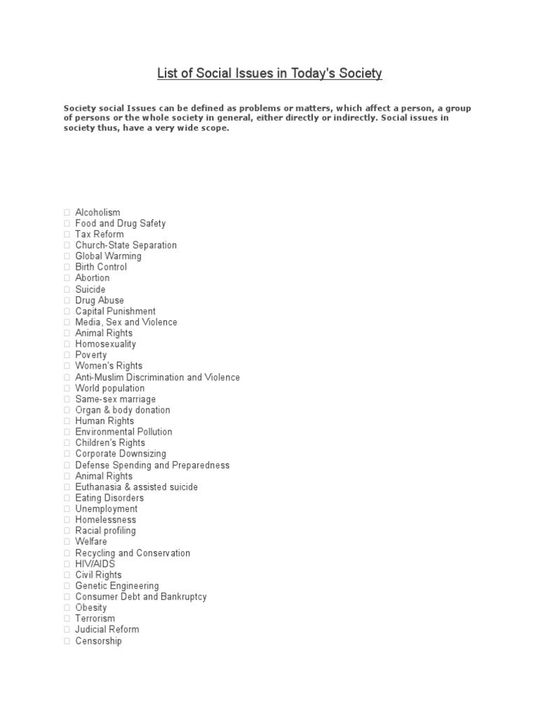 List of Social Issues in Today | PDF