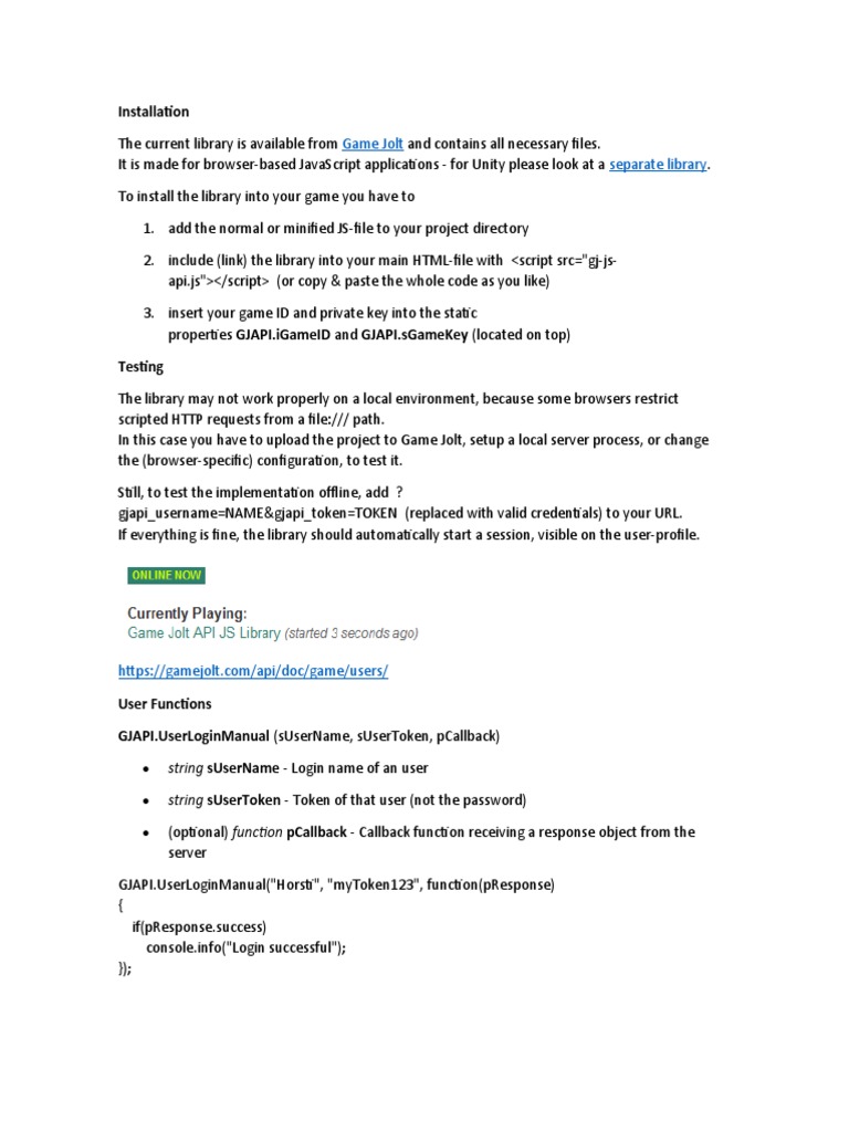 Game Jolt Separate Library: Installation | PDF | Callback (Computer Programming) | Library ...