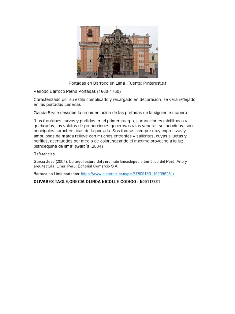 Portadas en Barroco en Lima | PDF