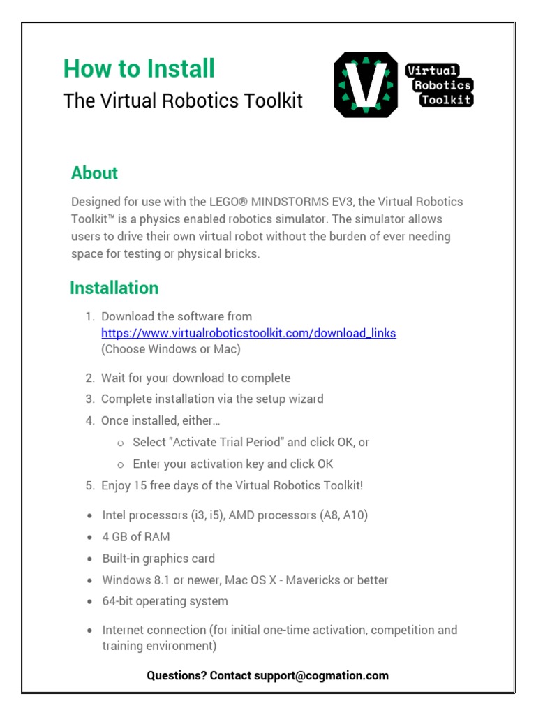 How To Install: The Virtual Robotics Toolkit | PDF