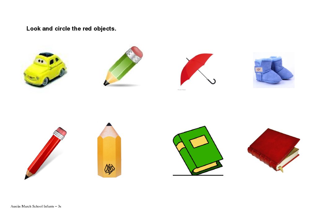 Red Object Identification Activity | PDF