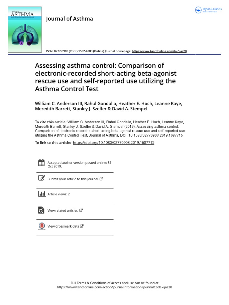Assessing Asthma Control Eletronic Monitor Versus Self Reported 2019 ...