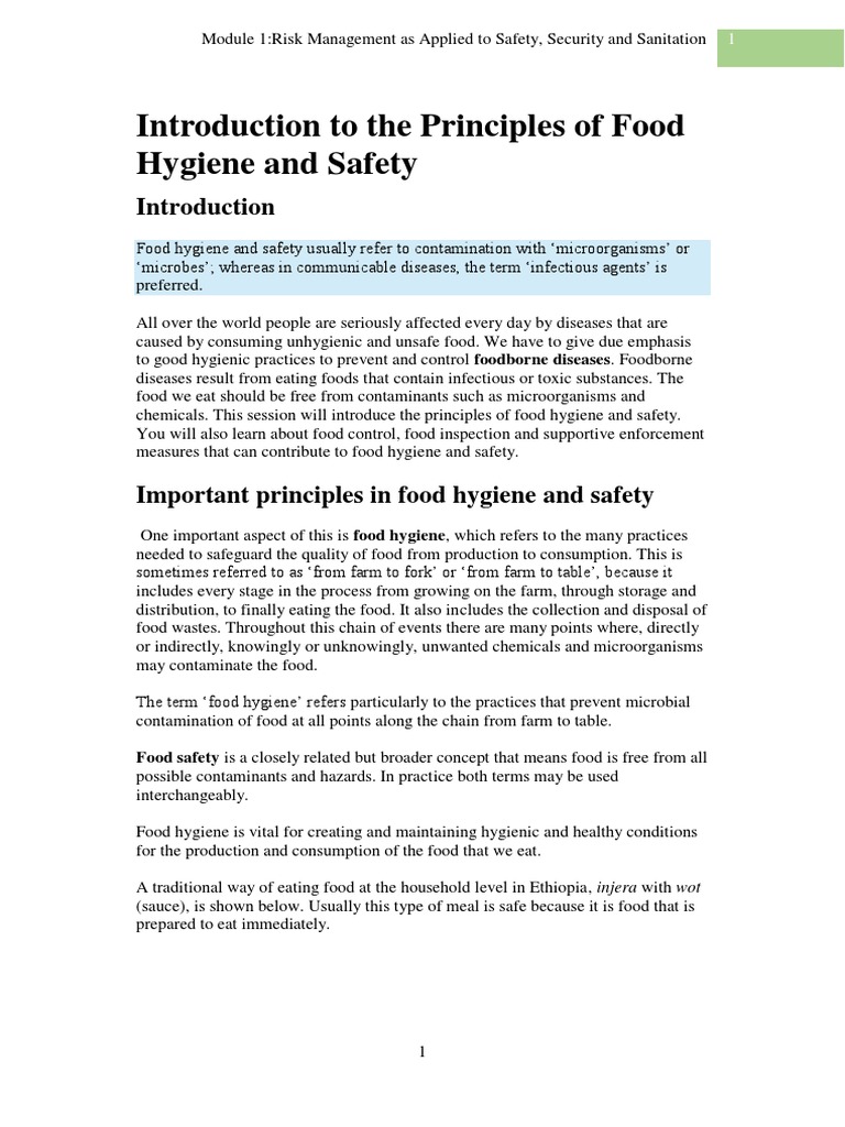 Introduction to Food Hygiene and Safety | PDF | Food Safety | Hygiene
