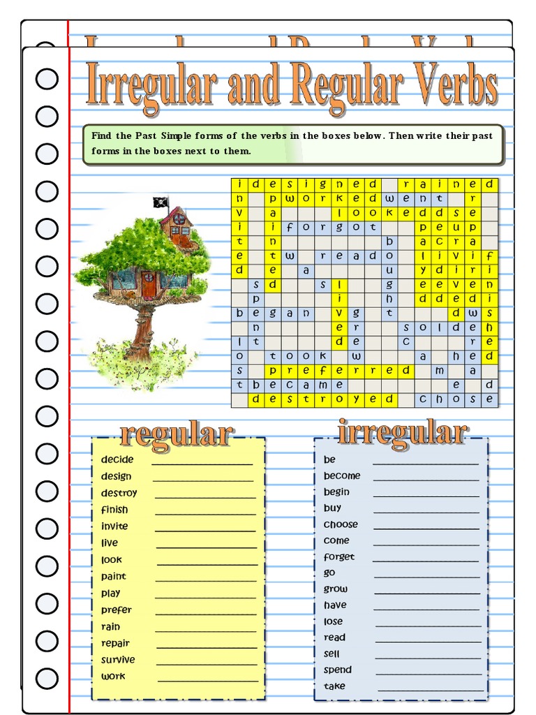 Regular Irregular Verbs Wordsearch | PDF