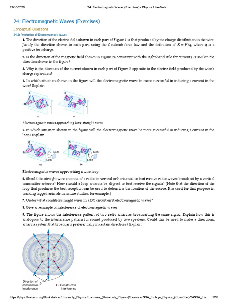 24 - Electromagnetic Waves (Exercises) - Physics LibreTexts | PDF ...