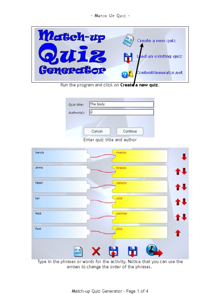 Match-Up Quiz Generator Guide | PDF | Computers