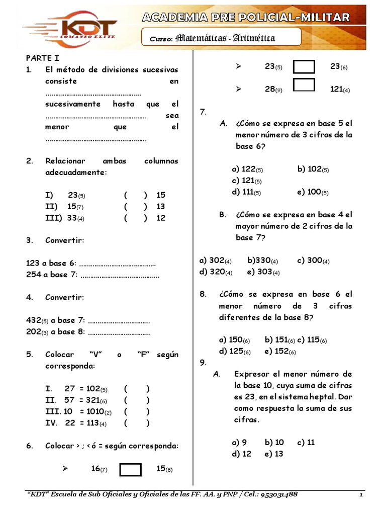 Conversión de Bases Numéricas y Problemas Aritméticos | PDF | Enseñanza de matemática | Science