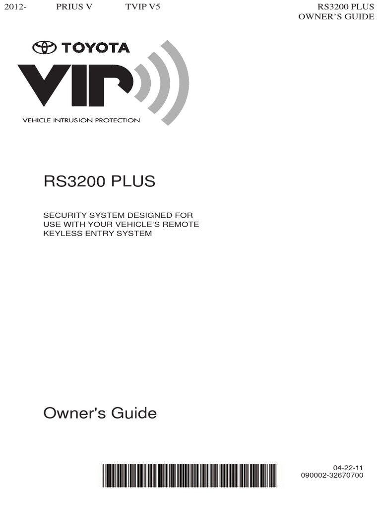 RS3200 PLUS: Security System Designed For Use With Your Vehicle'S ...
