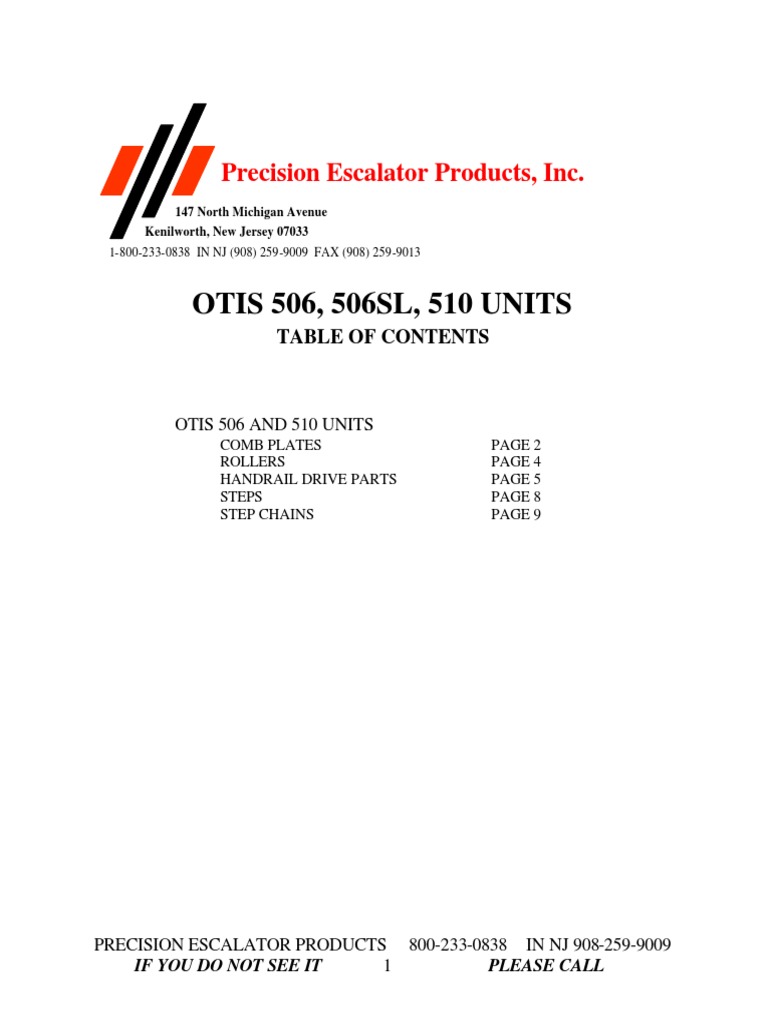OTIS 506, 506SL, 510 UNITS: Precision Escalator Products, Inc | PDF ...