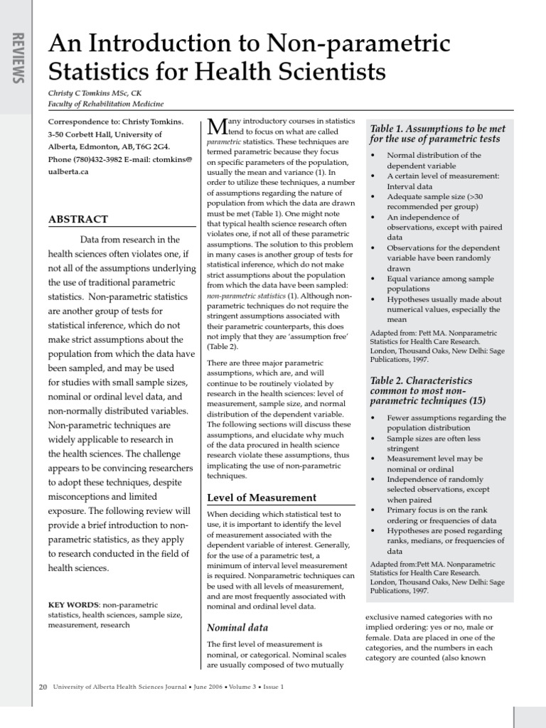 Nonparametric Tests Pdf Pdf Statistical Hypothesis Testing Level