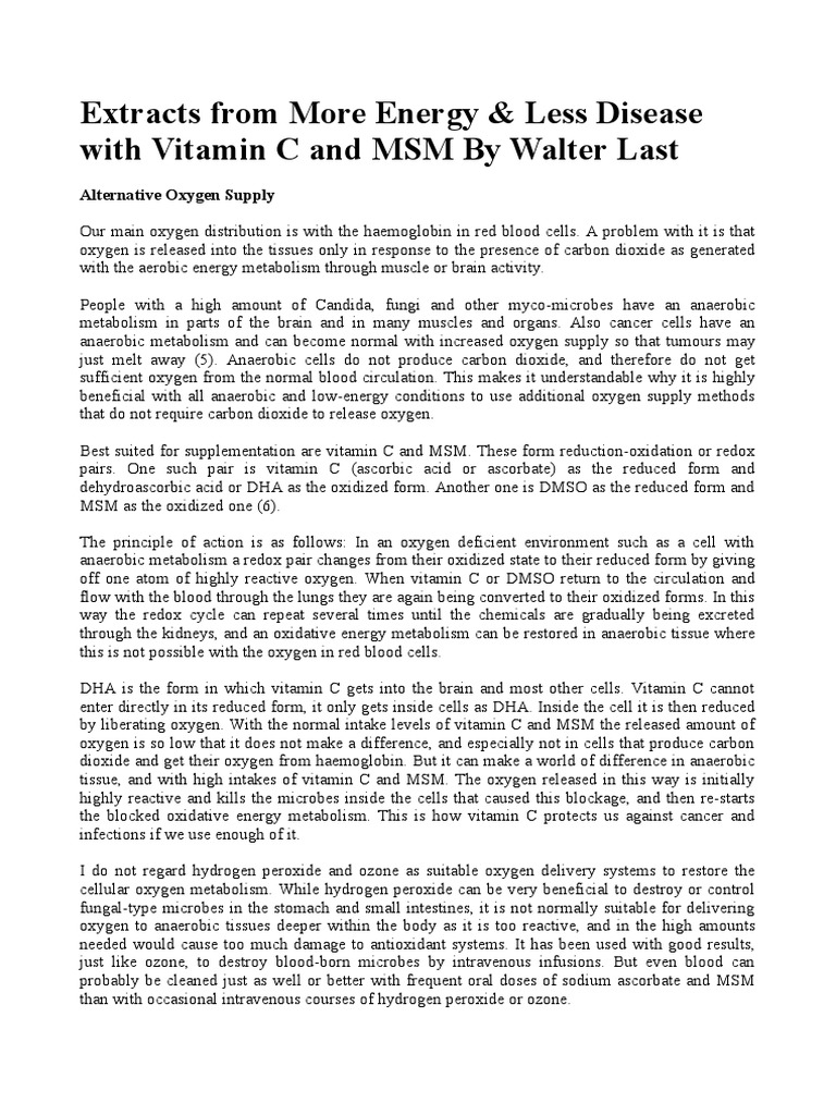 Extracts From More Energy & Less Disease With Vitamin C and MSM ...