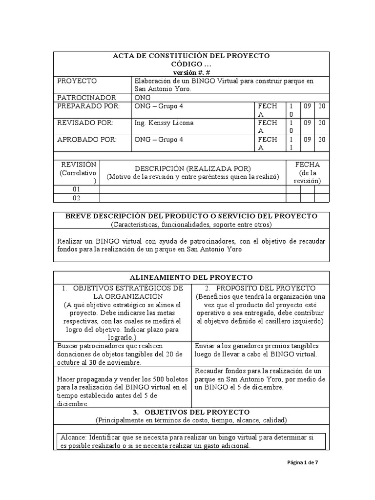 Cedula de Proyecto, Grupo 4 | Descargar gratis PDF | Informática y tecnología de la información ...