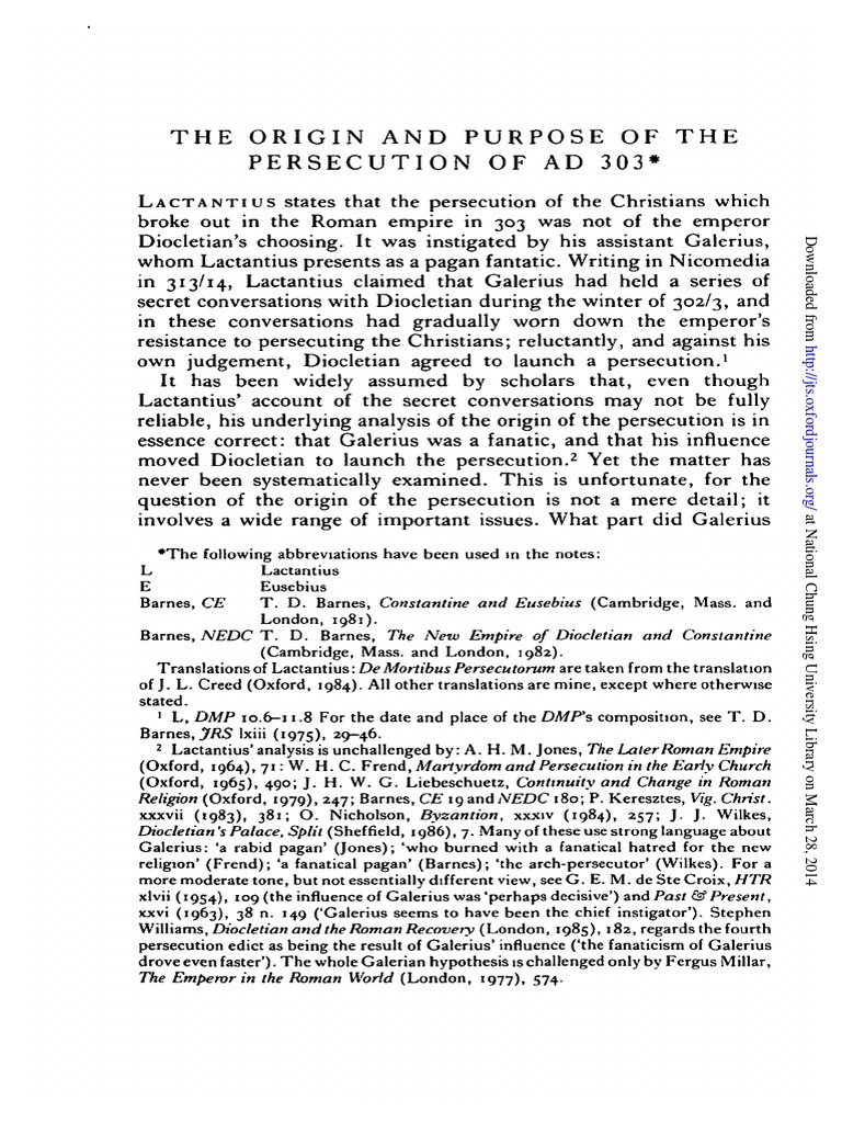 Uc 2020 Ii - Davies, P. S. - The Origin and Purpose of The Persecution ...