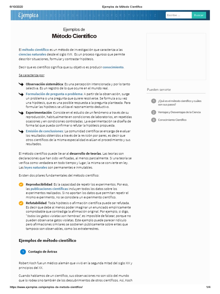 Ejemplos de Método Científico PDF | PDF | Viruela | Método científico