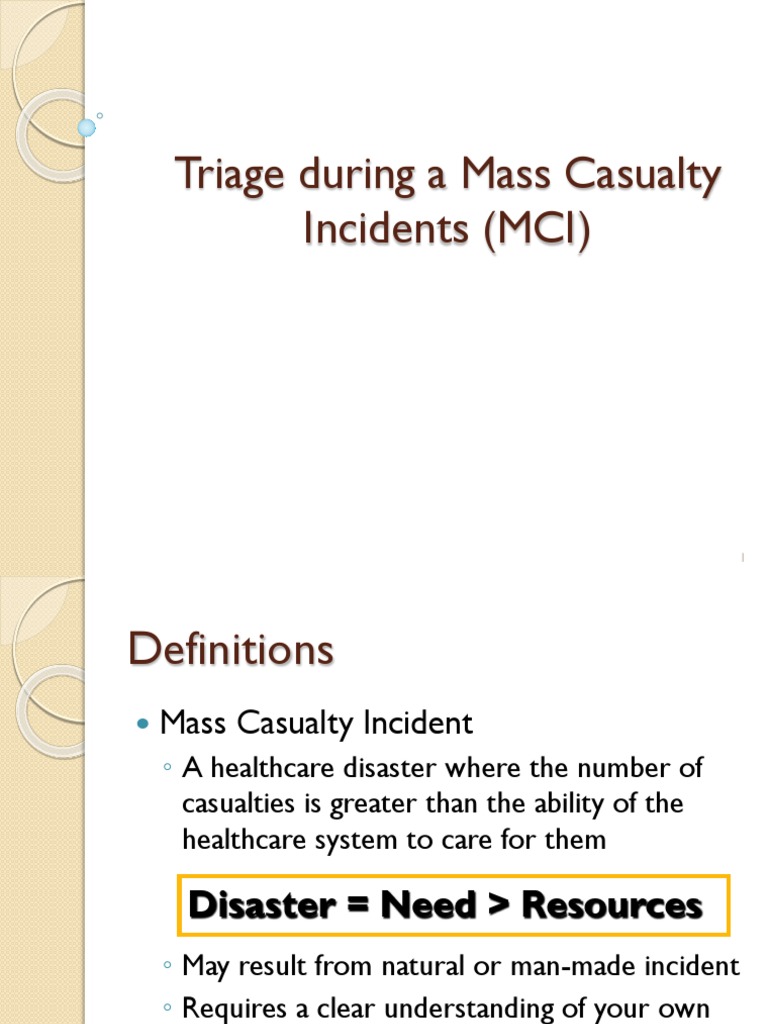 Triage During A Mass Casualty Incidents (MCI) | PDF | Natural Disasters ...