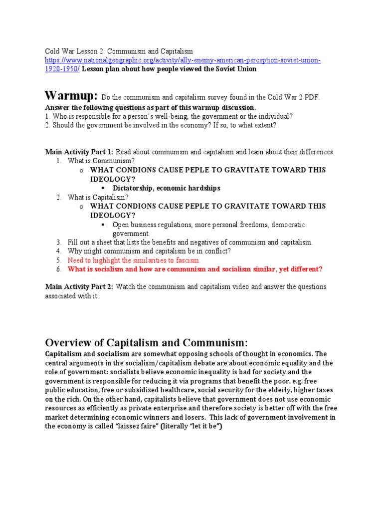 Cold War: Capitalism vs. Communism | PDF | Capitalism | Socialism