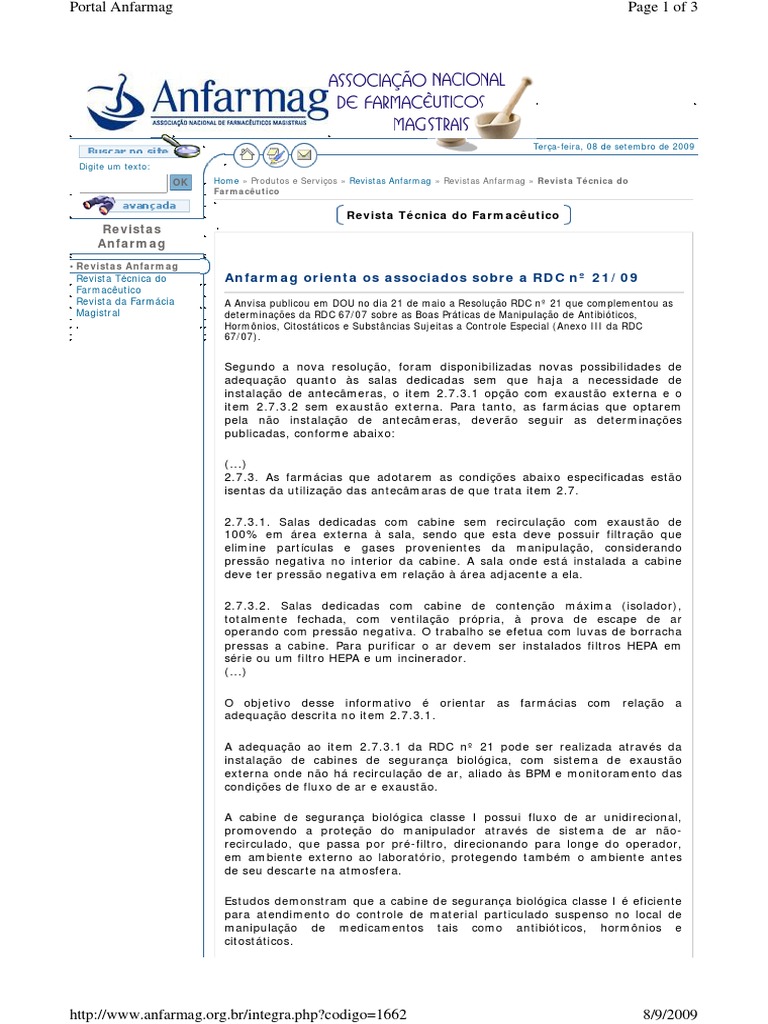 RDC 21-2009 - Cabines Anexo III | PDF | Farmacêutico | Tempo