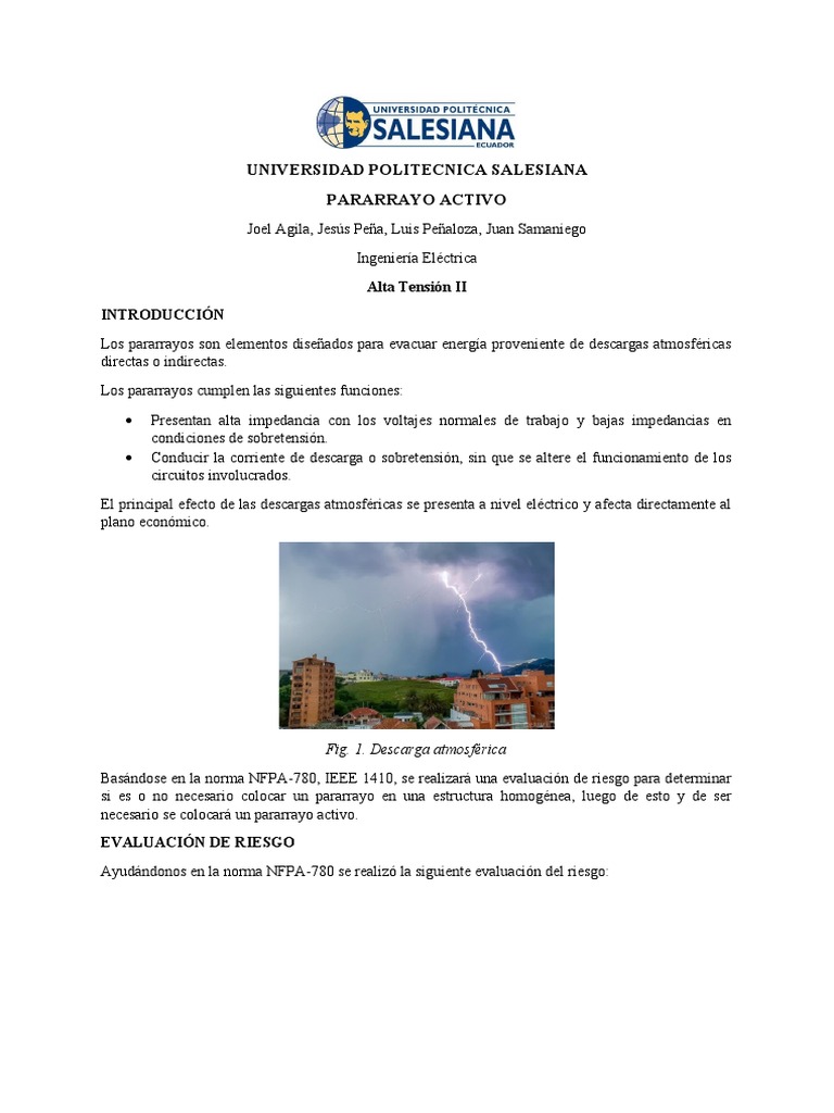 Informe Pararrayo Activo | PDF | Materiales | Electromagnetismo