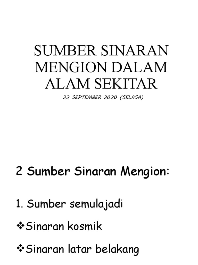 Bab 8-Sumber Sinaran Mengion Dalam Alam Sekitar | PDF